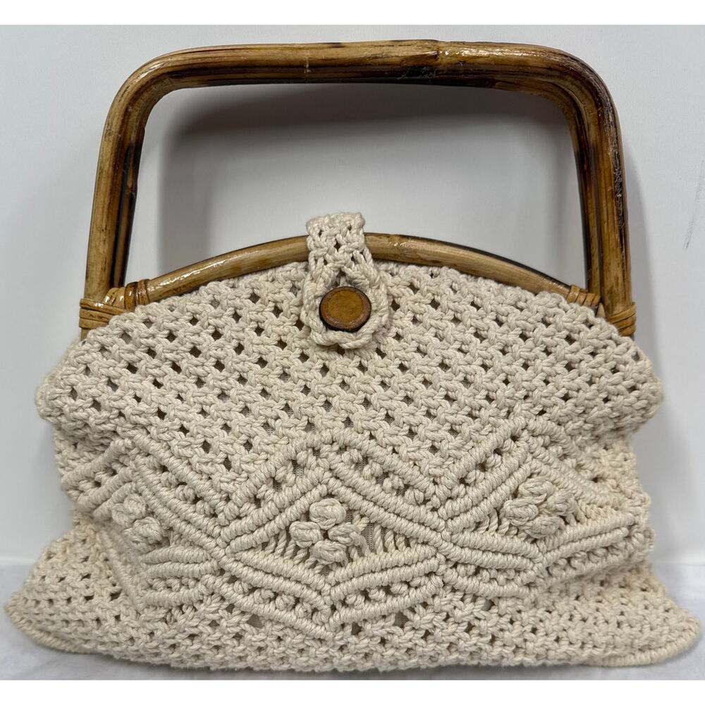 Vintage Macrame Groskopf's Department Store Bag / Pur… - Gem